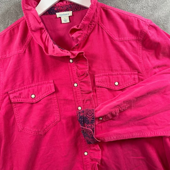 Sundance | Tops | Sundance Ombeline Pink Corduroy Western Shirt L Pearl ...